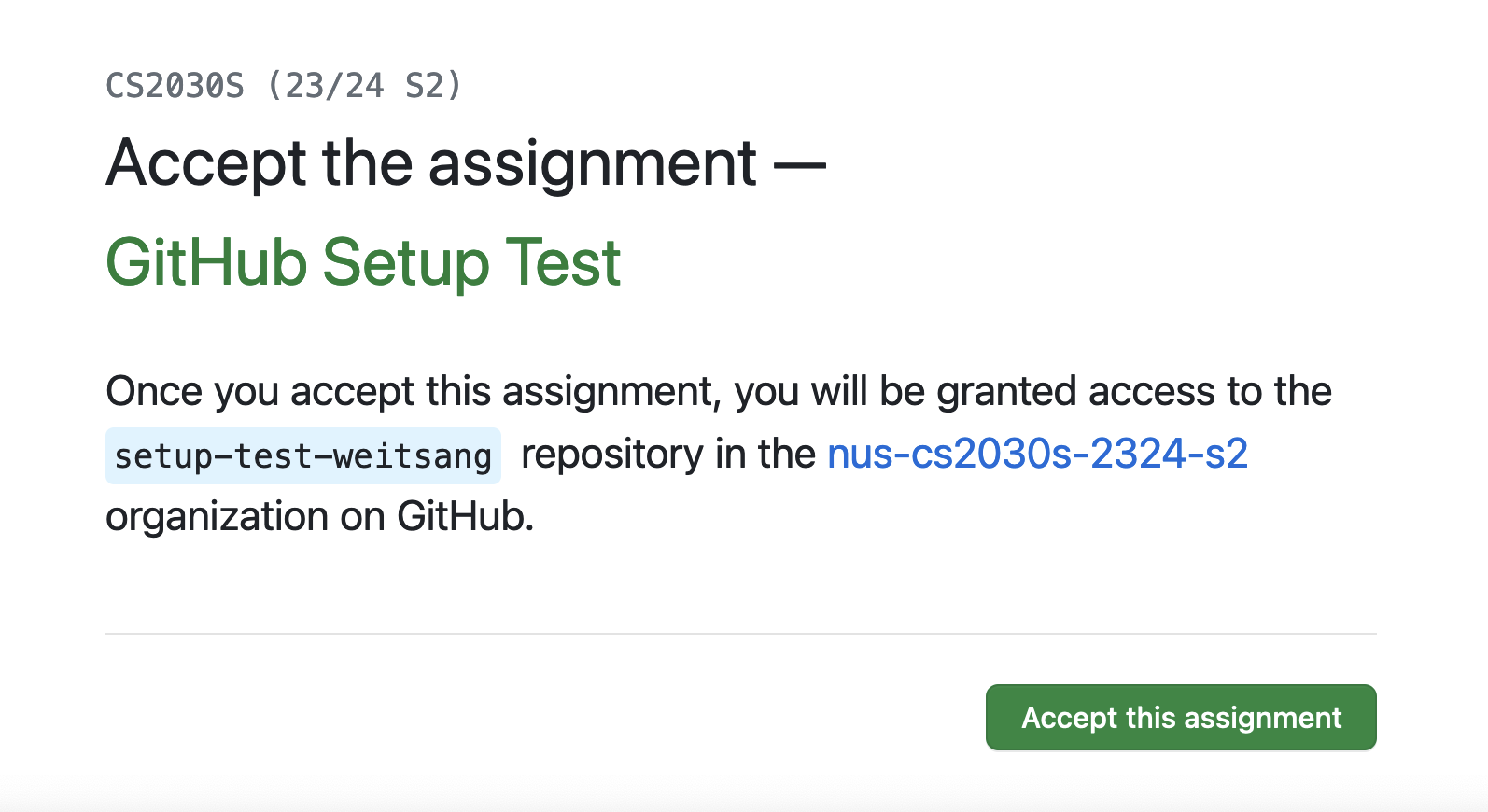 GitHub Setup - CS2030S Programming Methodology II